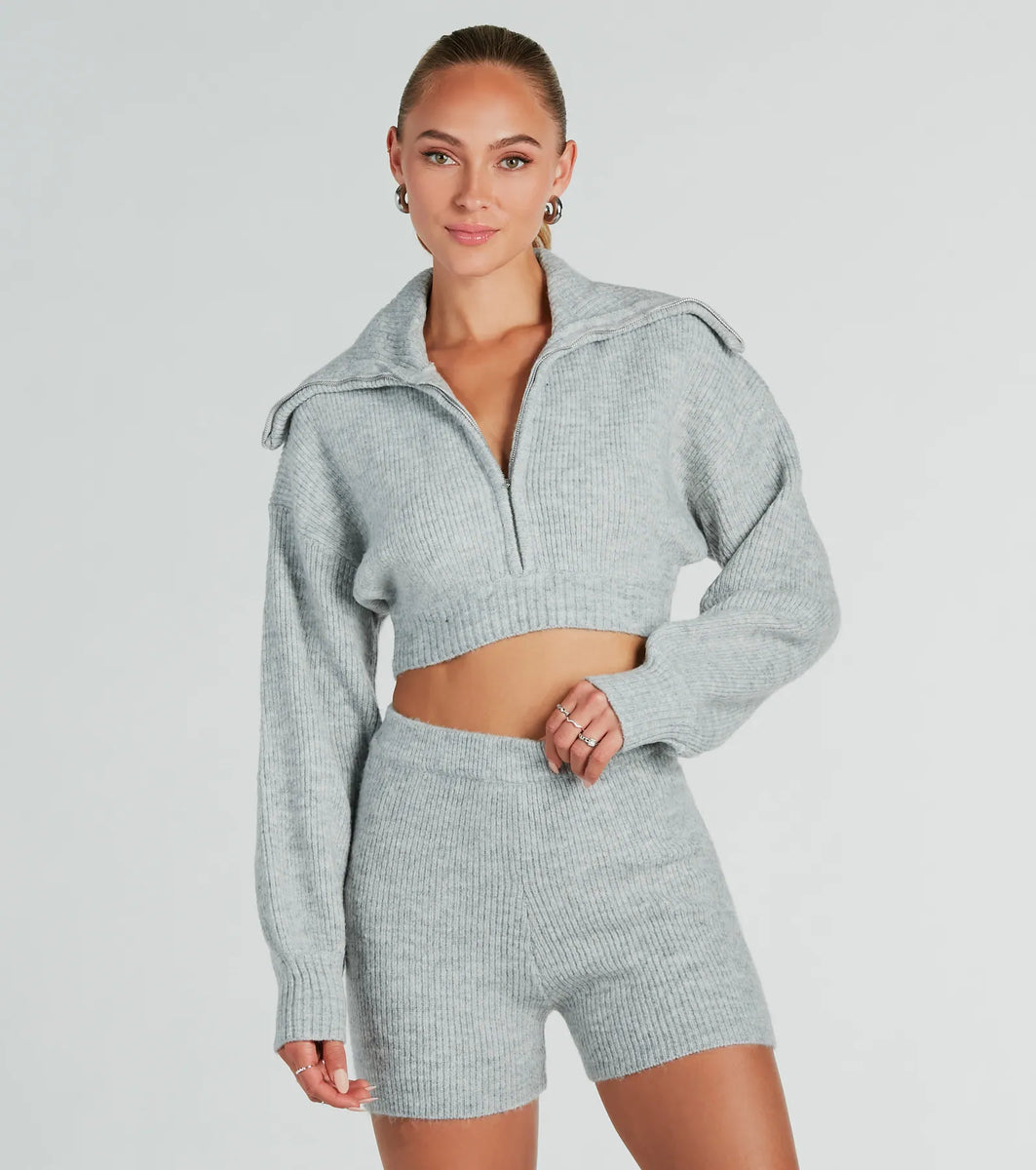 Laid-Back Chic Collared Cropped Sweater & Windsor