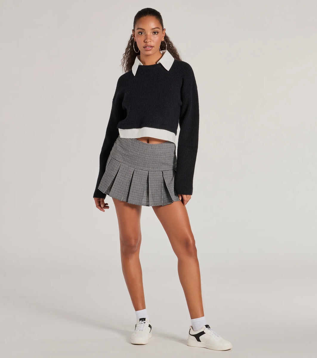Preppy Aesthetic Collared Crew Neck Sweater & Windsor
