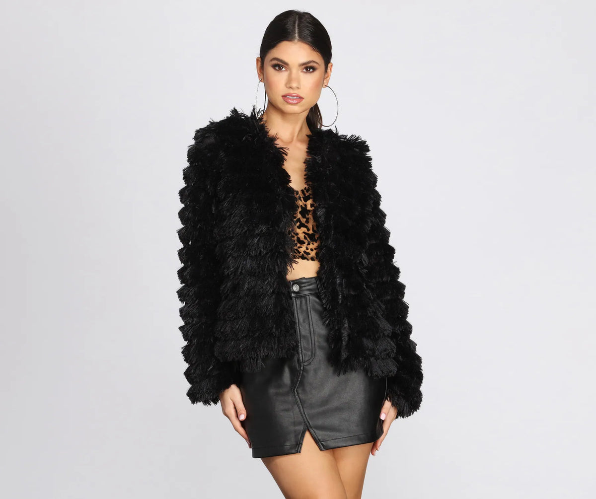 Open Yarn Fringe Jacket & Windsor