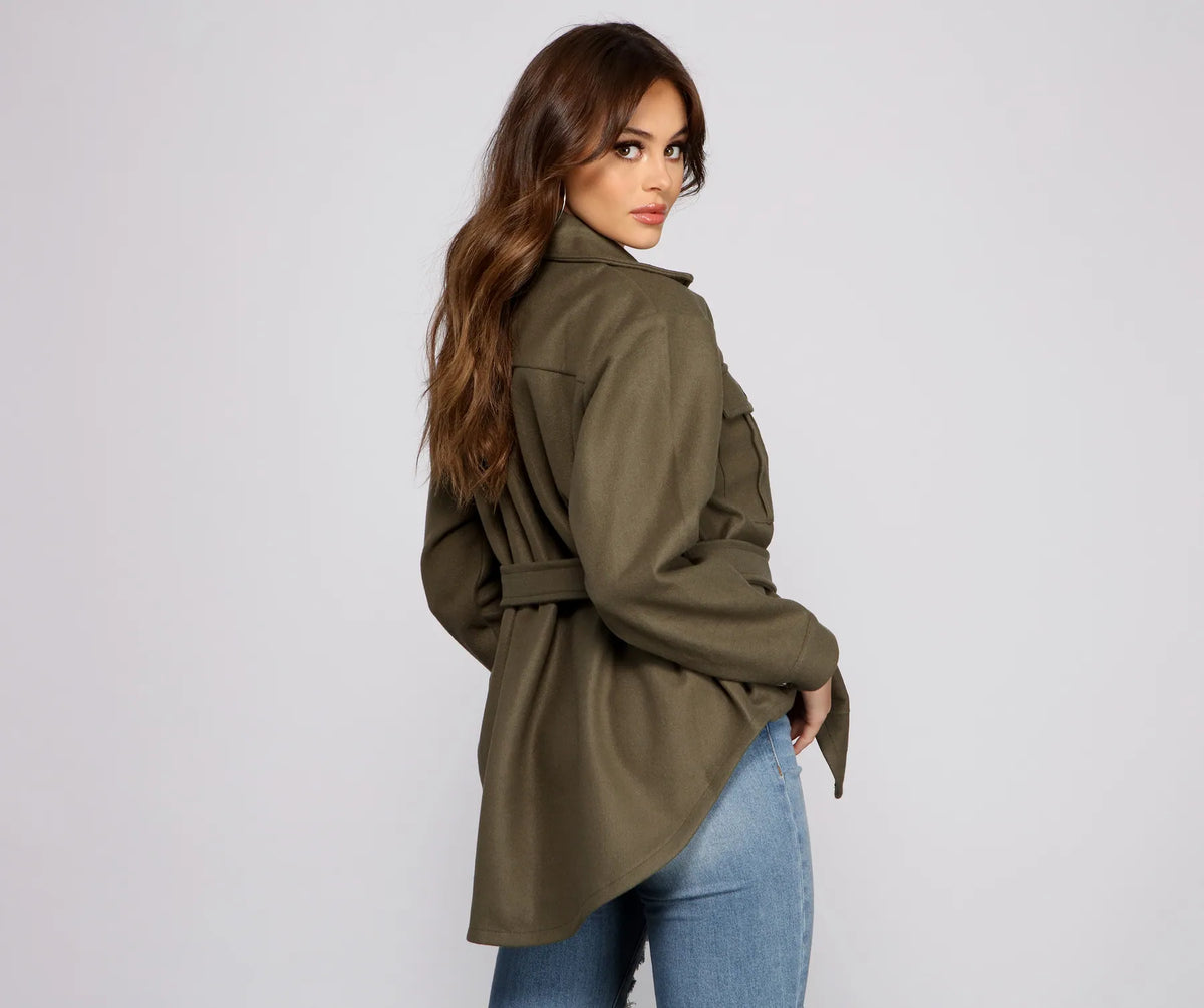 Cozy Button-Up Belted Shacket & Windsor
