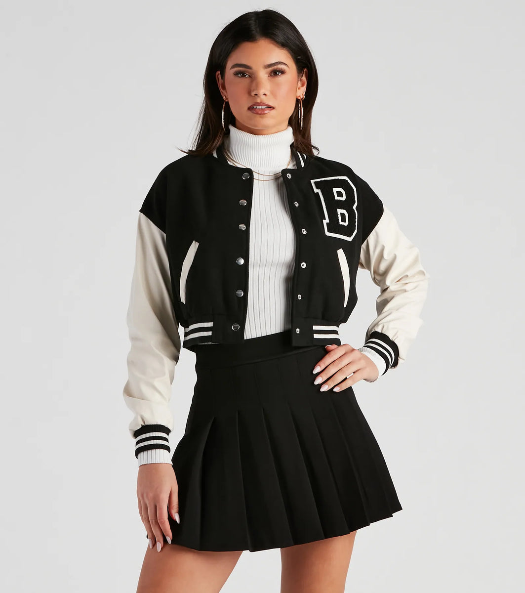 B For Babe Crop Letterman Jacket & Windsor