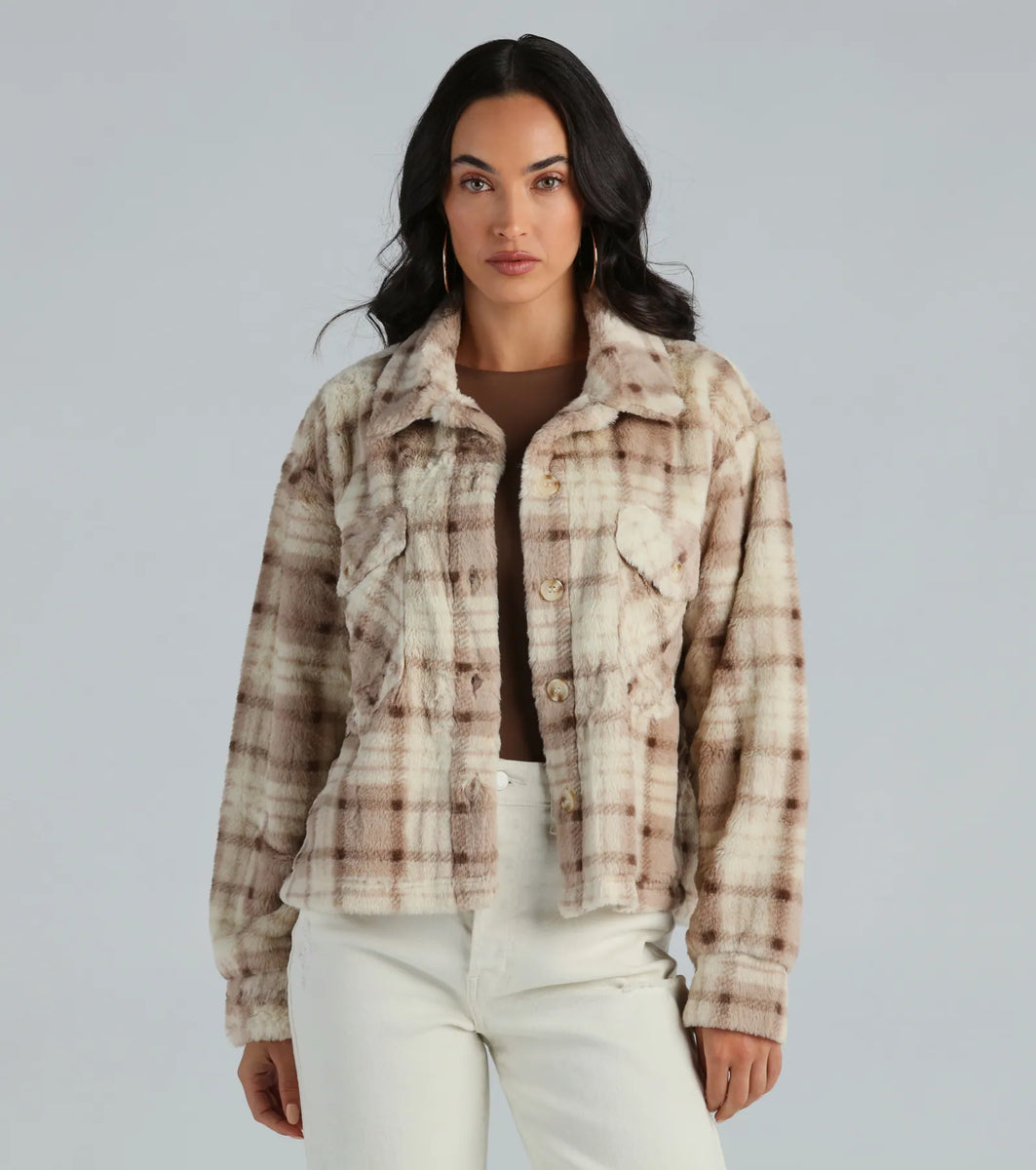 Cozy Days Faux Fur Plaid Shacket & Windsor