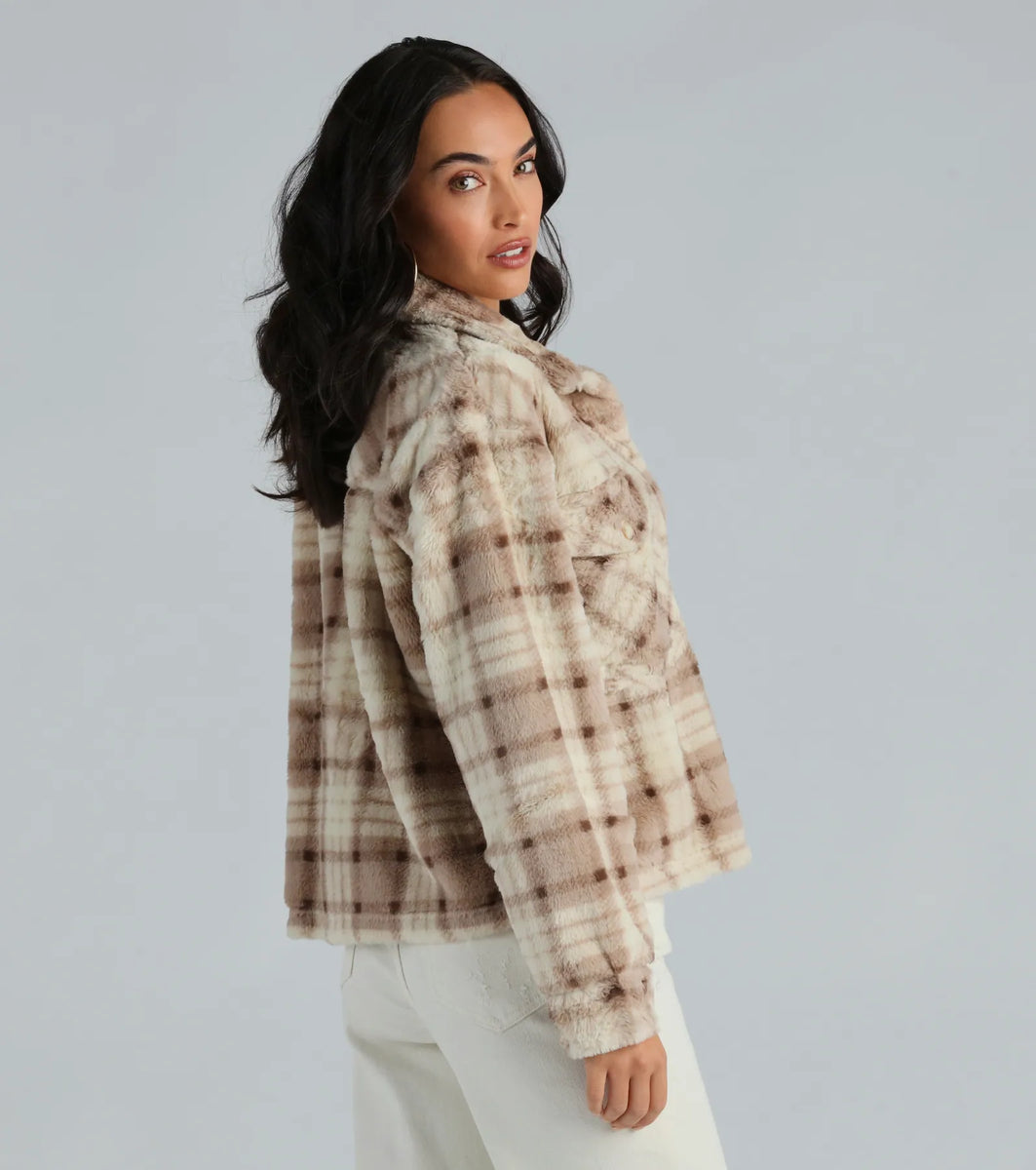 Cozy Days Faux Fur Plaid Shacket & Windsor