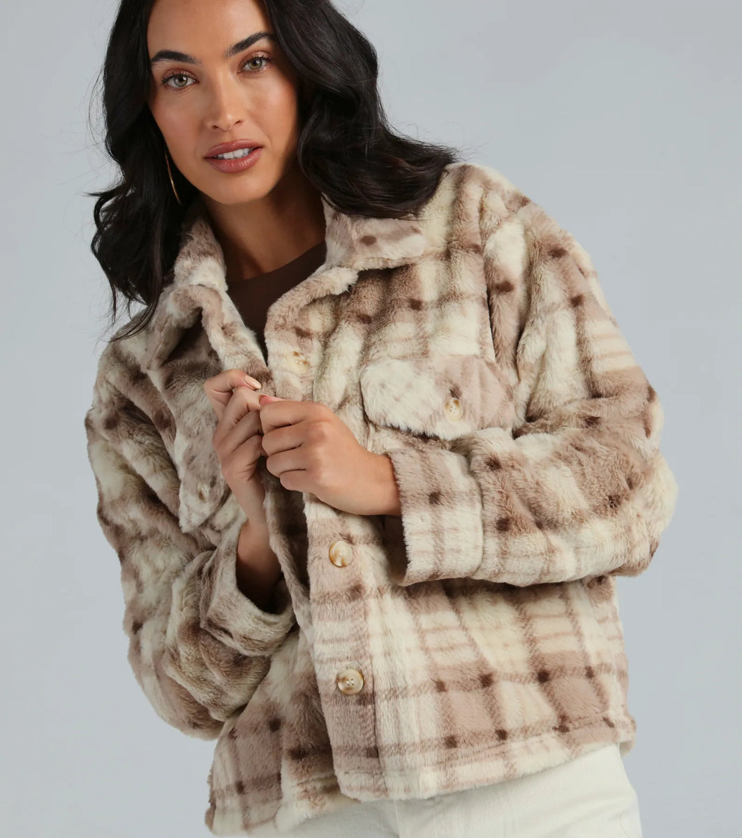 Cozy Days Faux Fur Plaid Shacket & Windsor