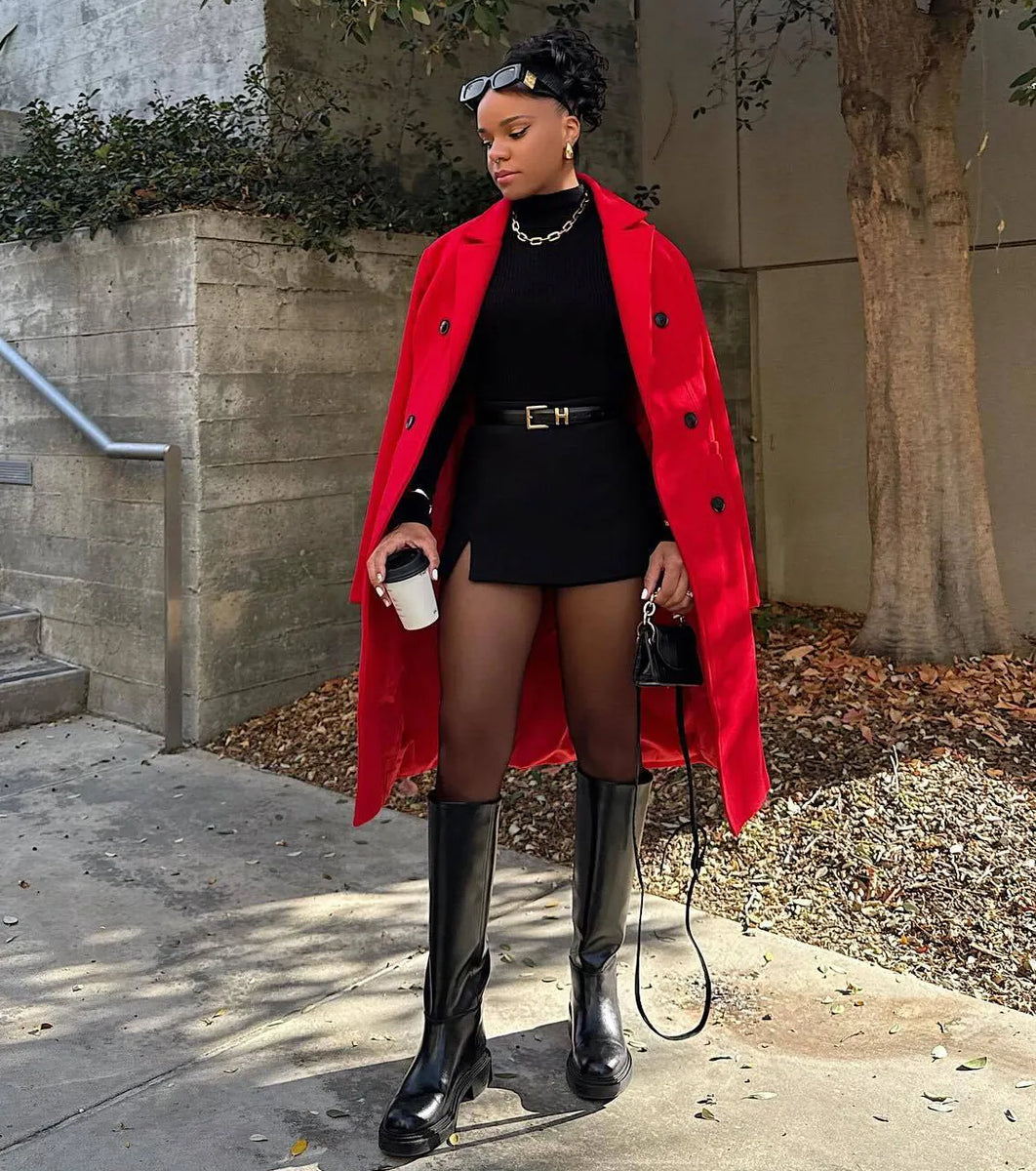 Sophisticated Layers Double-Breasted Faux Wool Trench Coat & Windsor