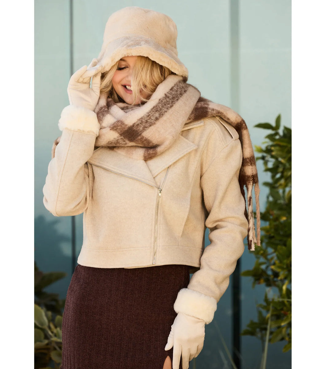 Cool Chic Vibe Faux Wool Moto Jacket & Windsor