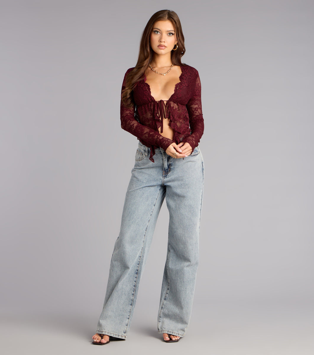 Sultry Chic Lace Tie-Front Top & Windsor