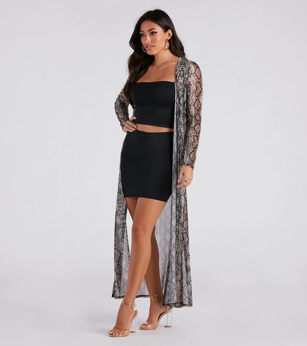 Sultry Slither Mesh Snake Print Duster & Windsor