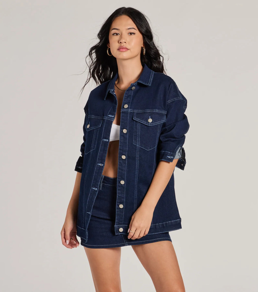 Admirable Aesthetic Oversized Long Sleeve Denim Shacket & Windsor