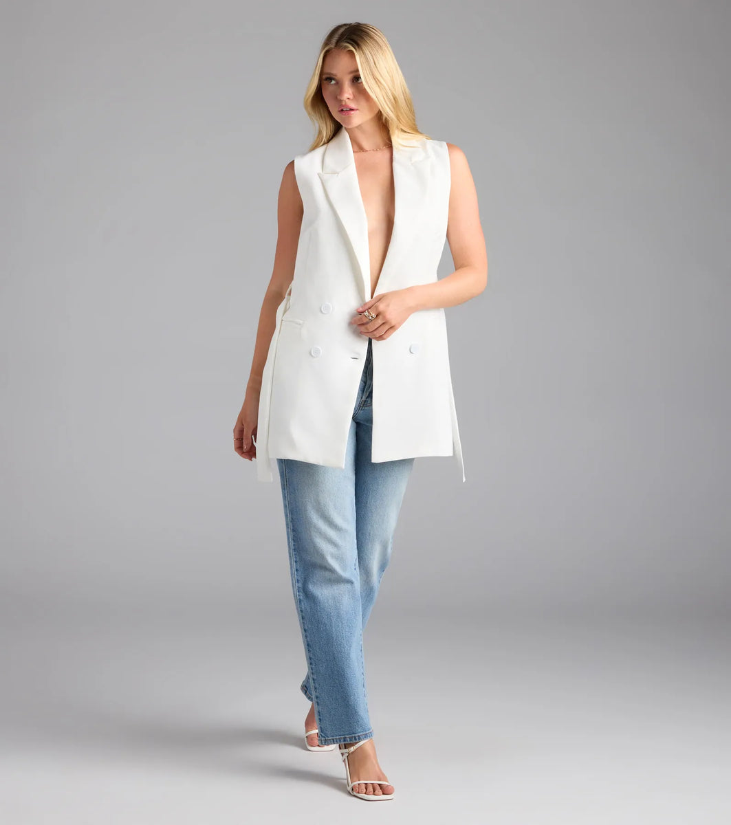 Sophisticated Vibe Double-Breasted Longline Vest & Windsor