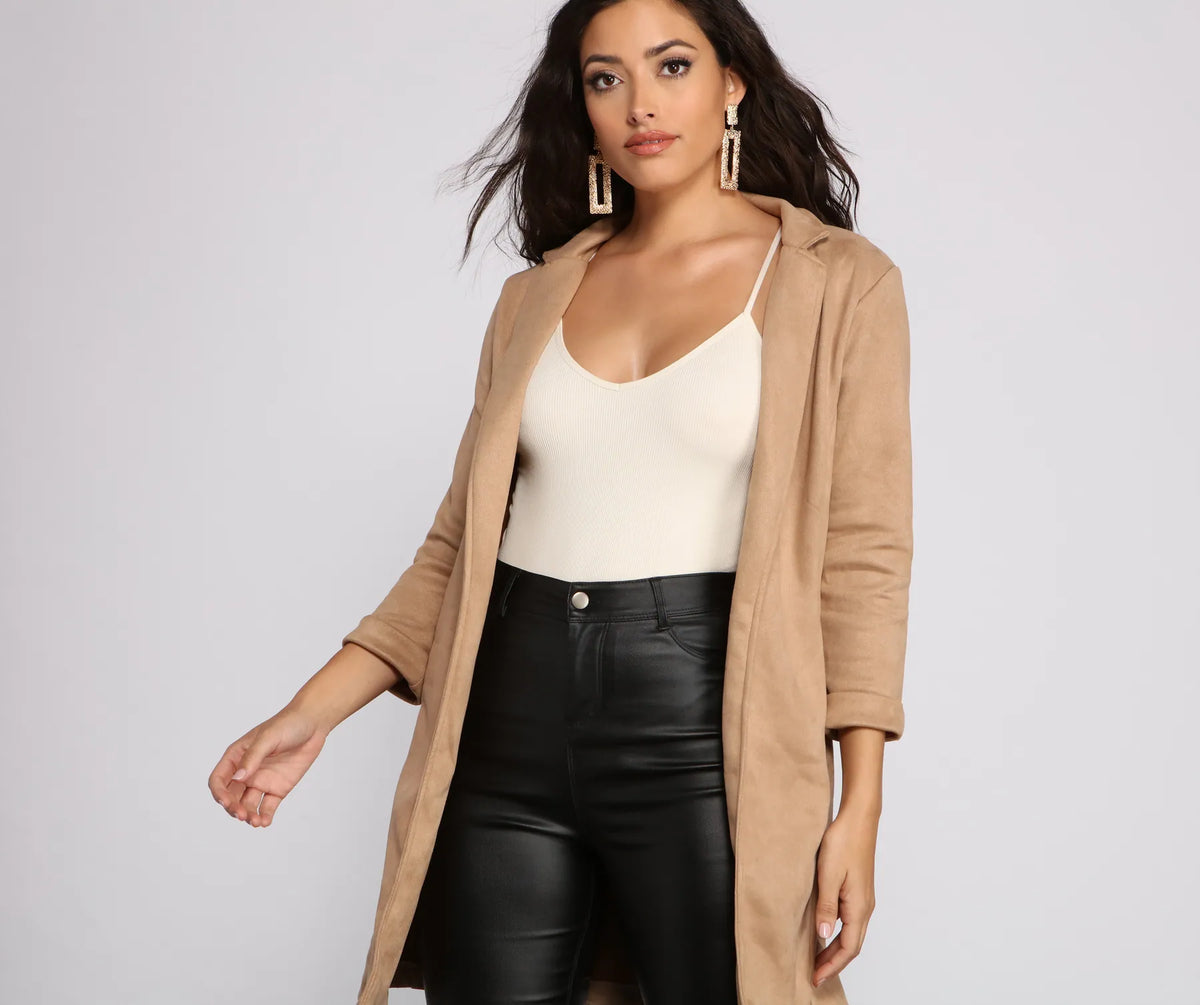 Faux Suede Sophistication Longline Blazer & Windsor