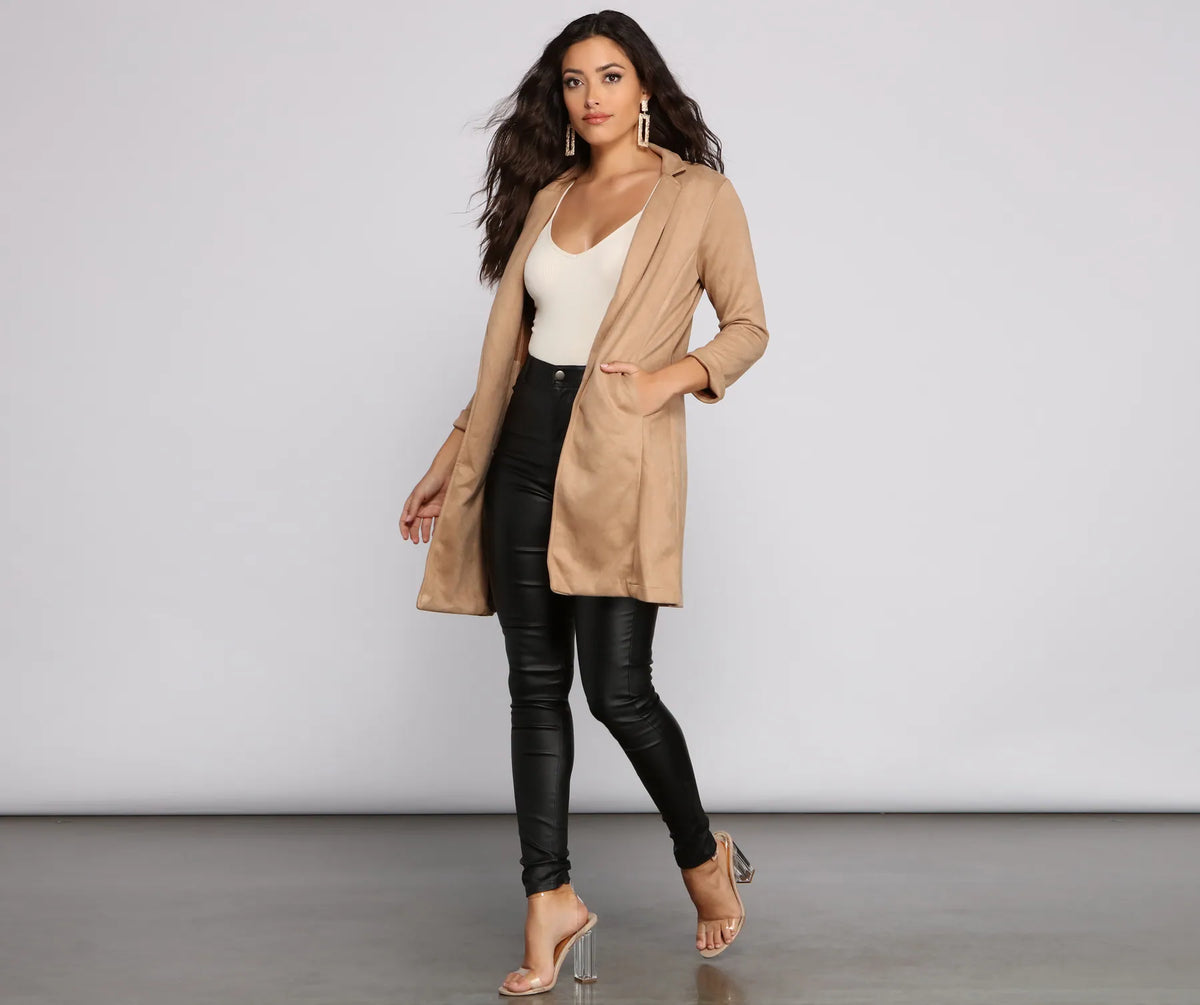 Faux Suede Sophistication Longline Blazer & Windsor