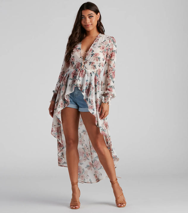 Make It Floral Chiffon High-Low Duster & Windsor