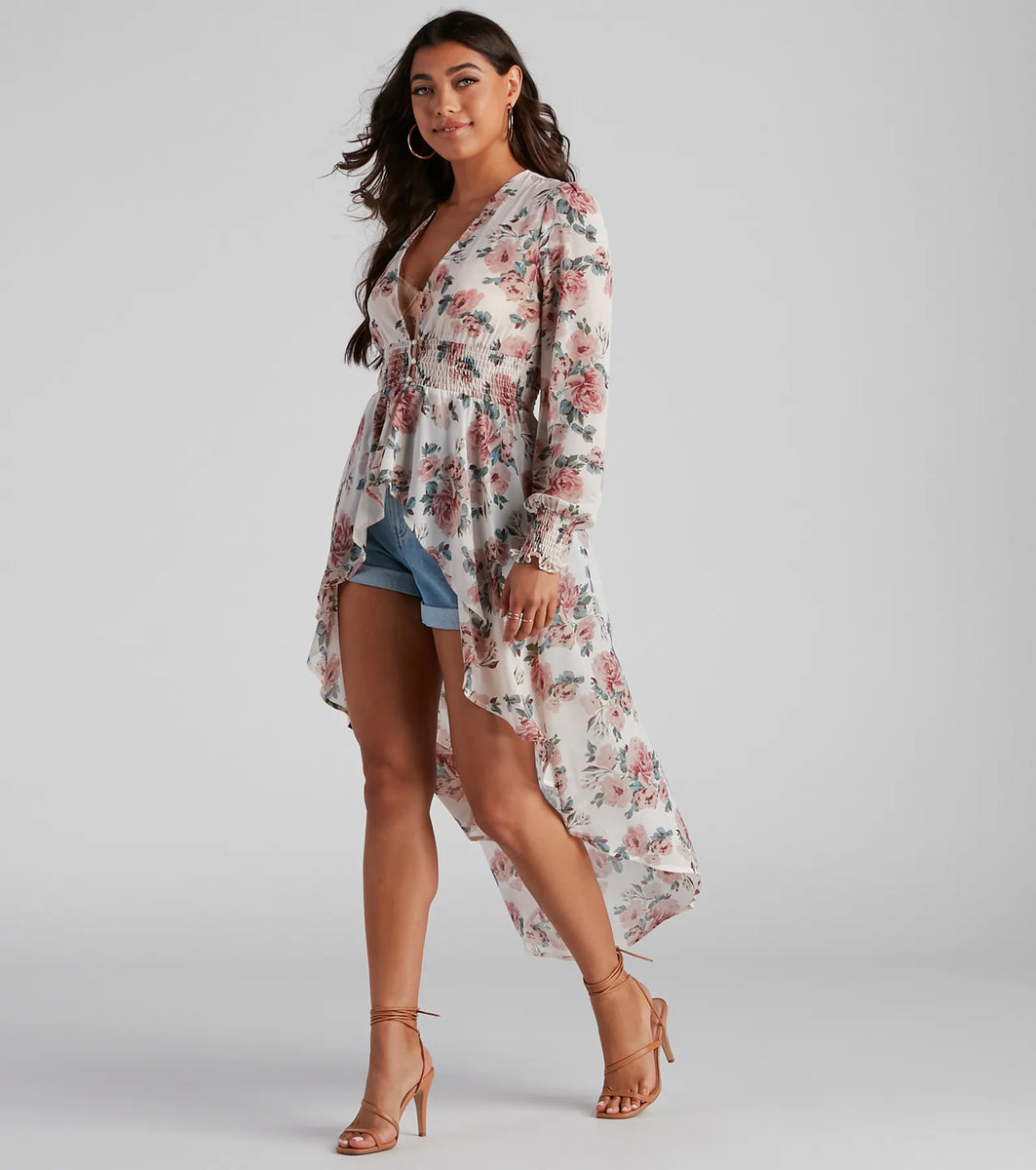 Make It Floral Chiffon High-Low Duster & Windsor