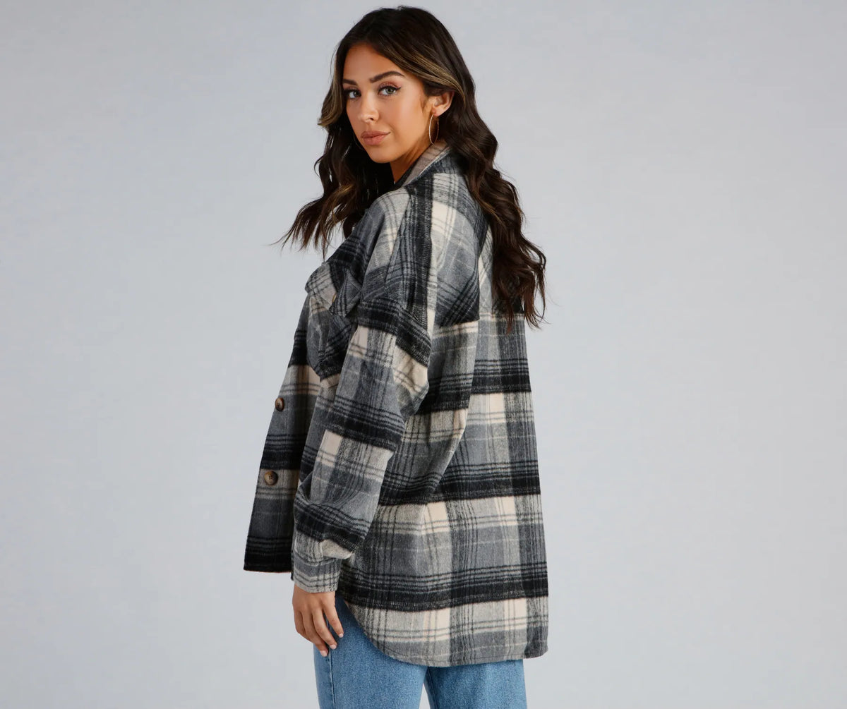 Falling For Plaid Fleece Shacket & Windsor