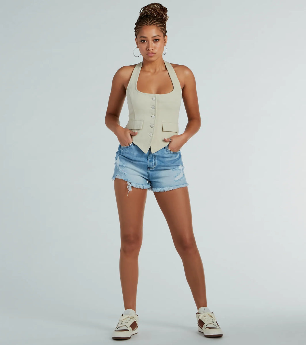 Best In Style Halter Button Up Vest & Windsor