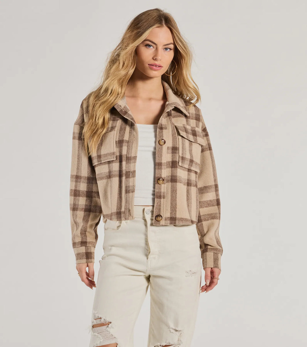 Perfectly Plaid Woven Oversized Cropped Shacket & Windsor