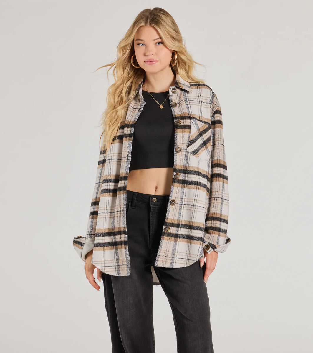 Cozy Layer Plaid Woven Shacket & Windsor