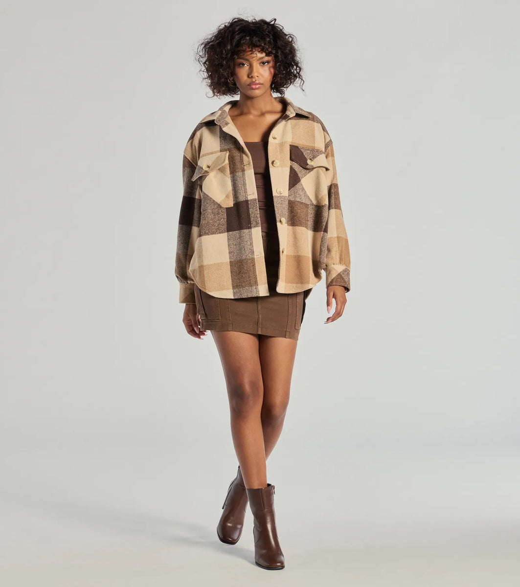 Plaid Passion Oversized Faux Wool Shacket & Windsor