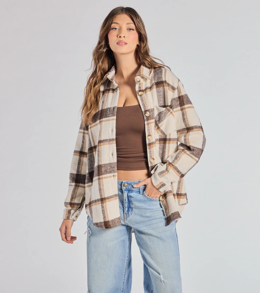 Comfy Trend Plaid Woven Oversized Shacket & Windsor