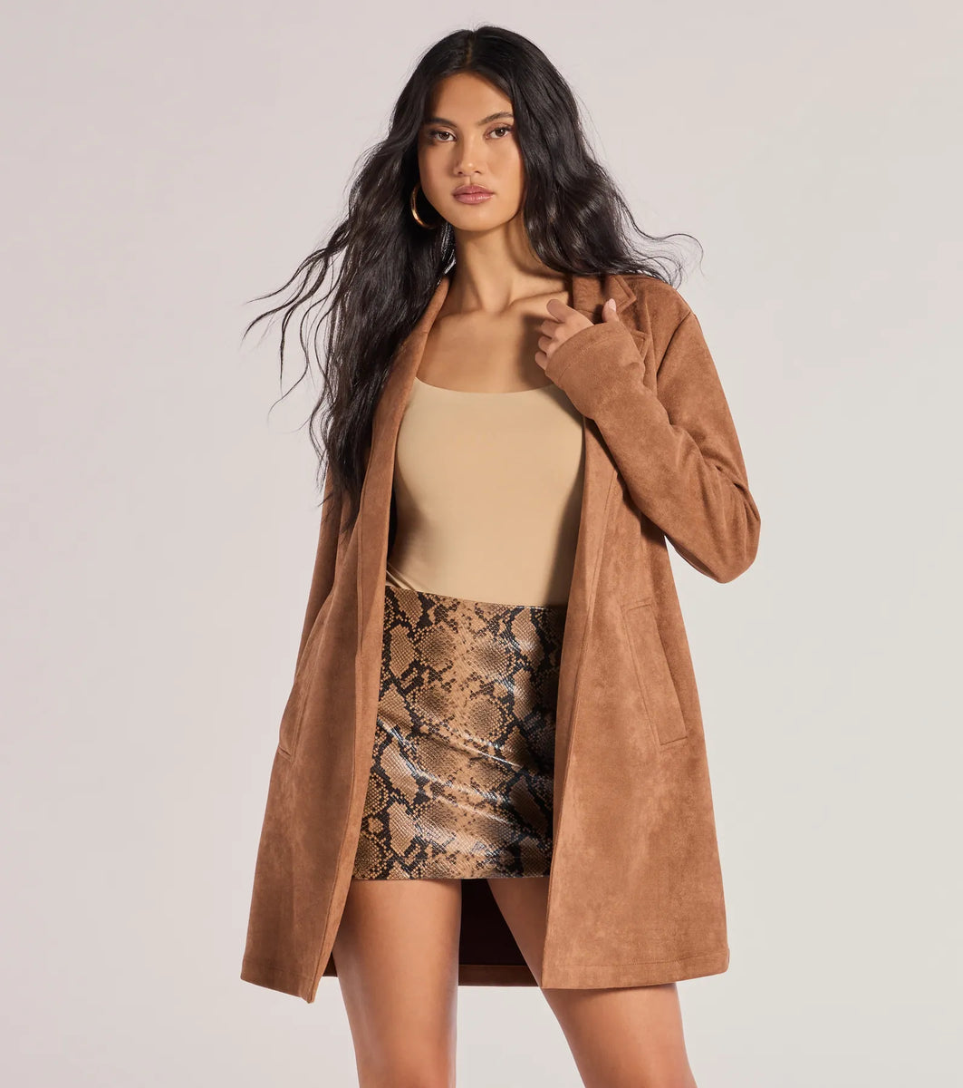 On The Move Faux Suede Long Blazer & Windsor