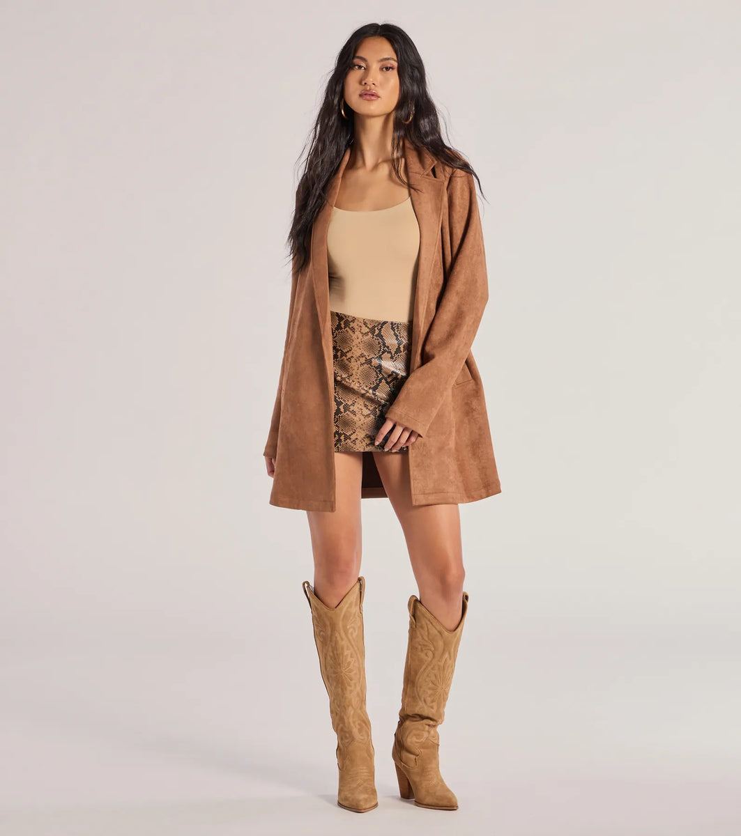 On The Move Faux Suede Long Blazer & Windsor