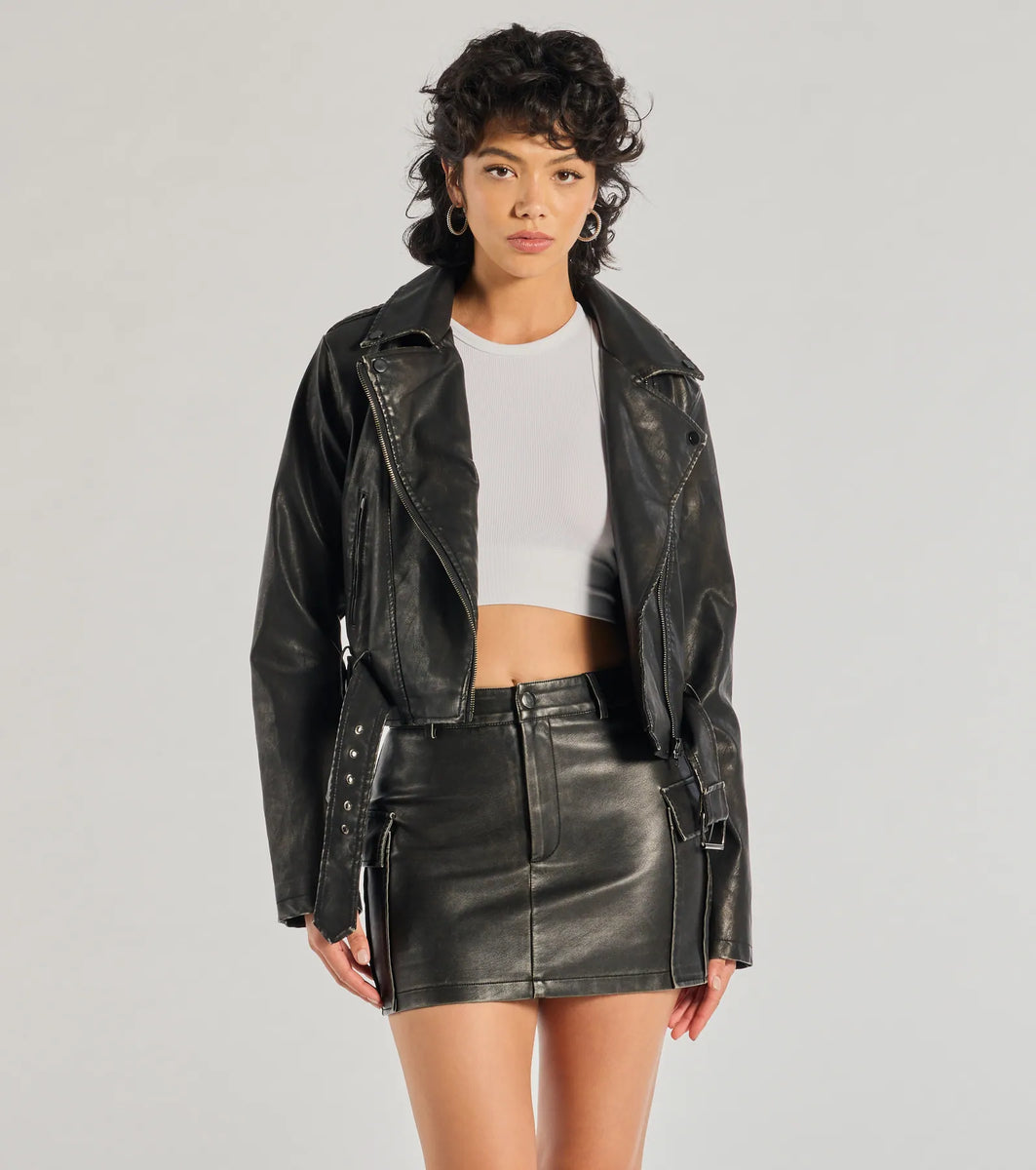 Shift Into Glam Faux Leather Moto Jacket & Windsor