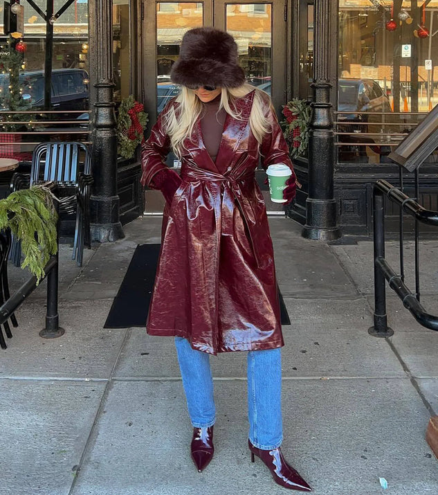 Chic Authority Faux Leather Trench Coat | Windsor Chic Authority Faux Leather Trench Coat | Windsor