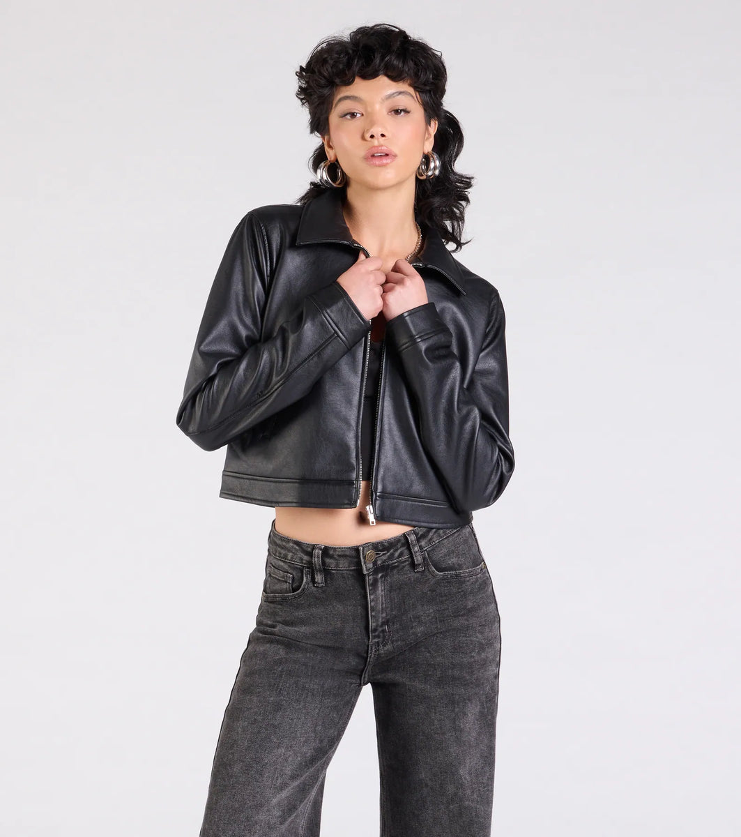 Keep Your Cool Collared Faux Leather Jacket & Windsor