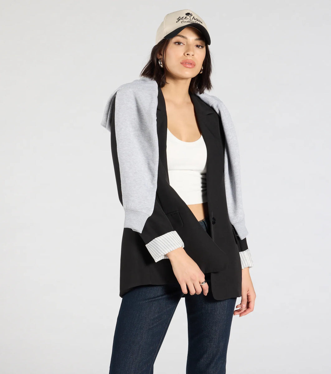 Official Business Striped Cuff Woven Blazer & Windsor