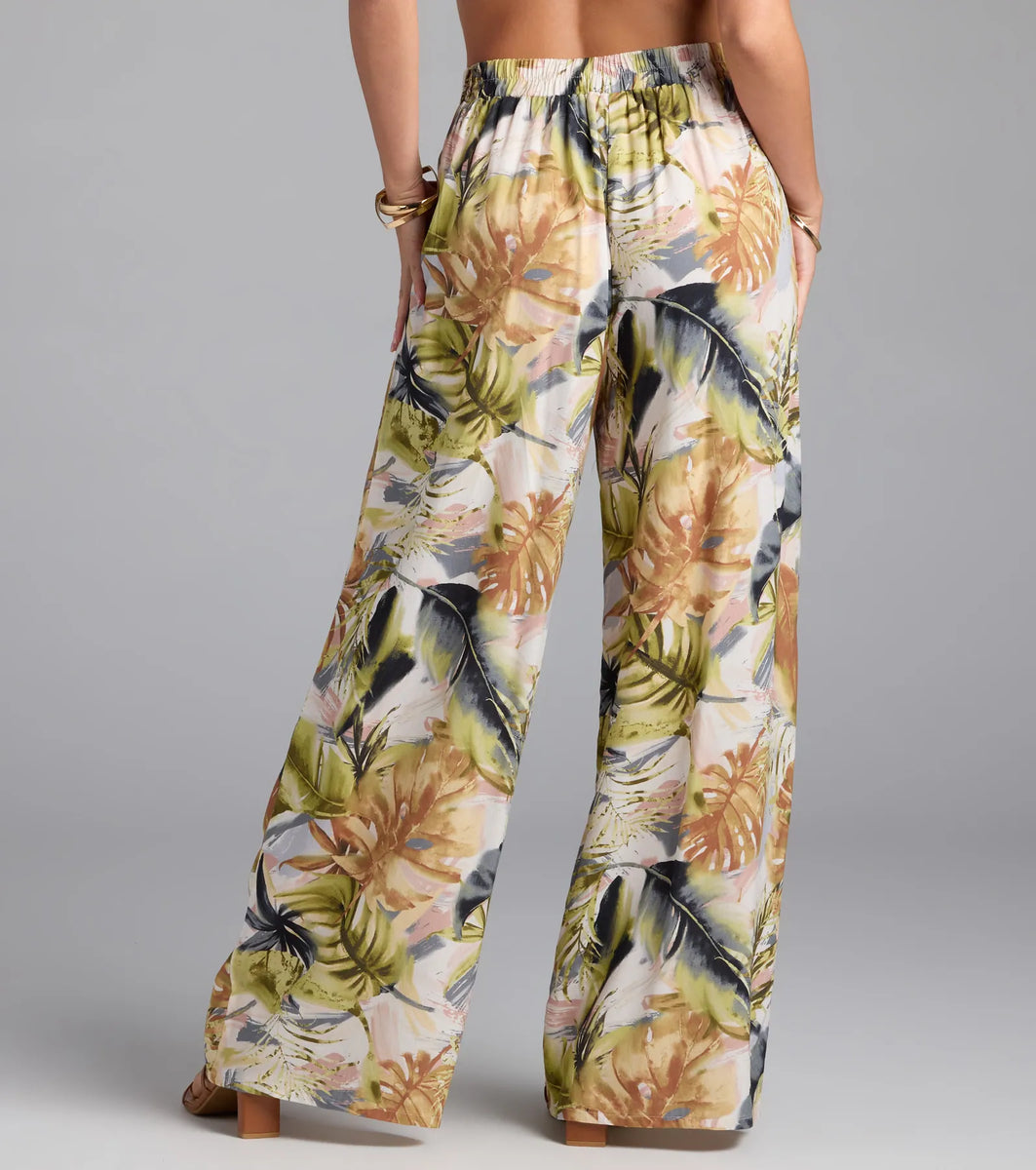Sunny Escape Tropical Print Palazzo Pants & Windsor