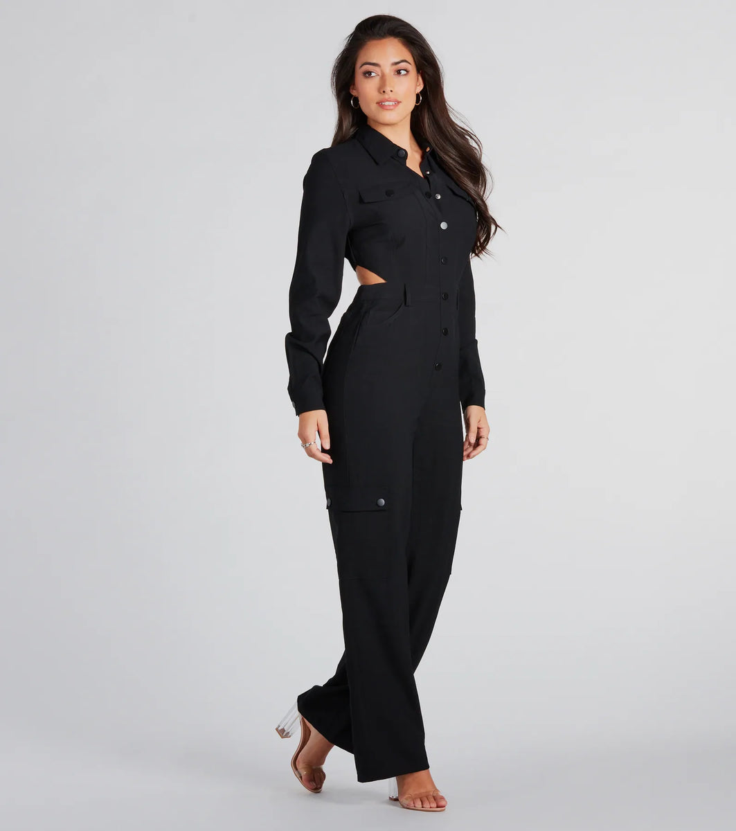 Open To Fun Long Sleeve Backless Jumpsuit & Windsor