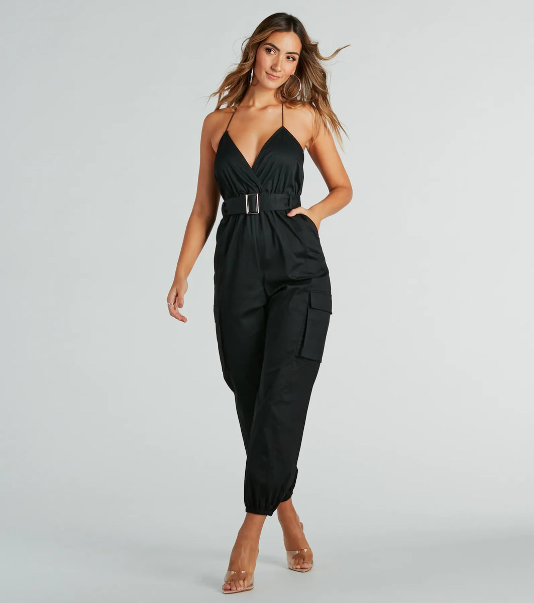 Looking Cool Belted Cargo Twill Jumpsuit & Windsor