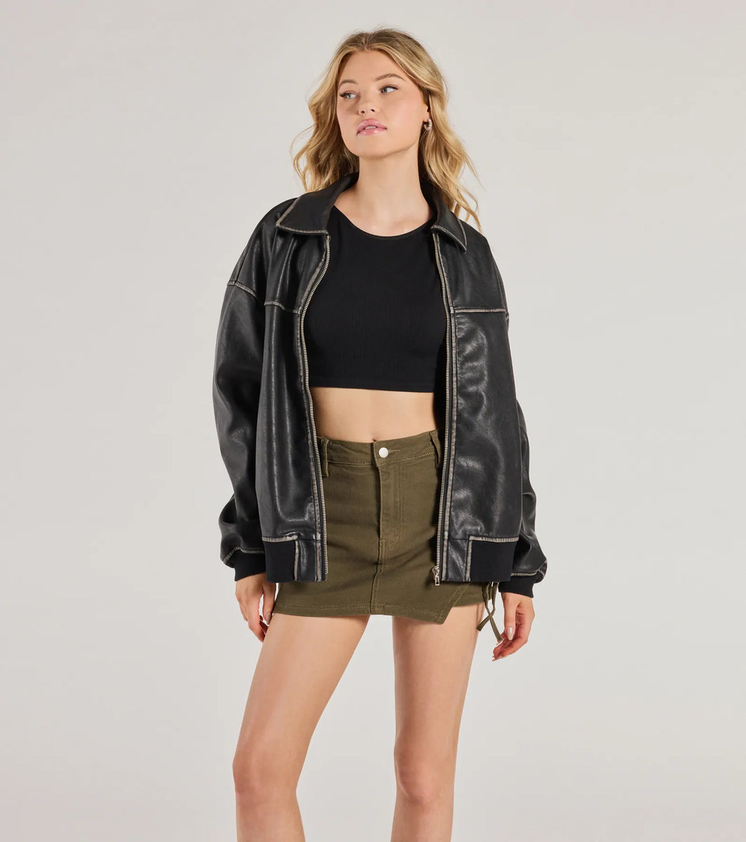 Trendy Detail Twill Ruched Mini Skort & Windsor