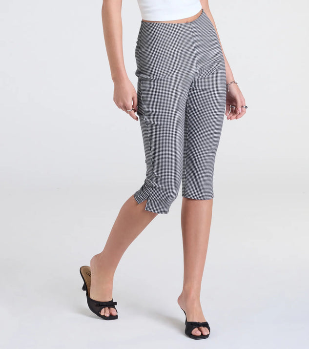 Stylish Strolls High-Rise Gingham Capri Pants | Windsor Stylish Strolls High-Rise Gingham Capri Pants | Windsor