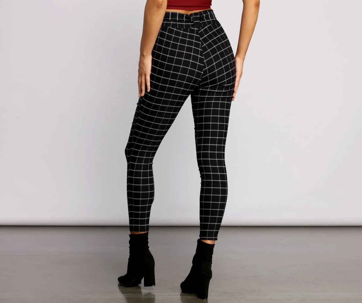 High Waist Paperbag Window Pane Pants & Windsor