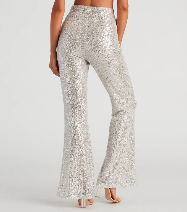 white sequins pants