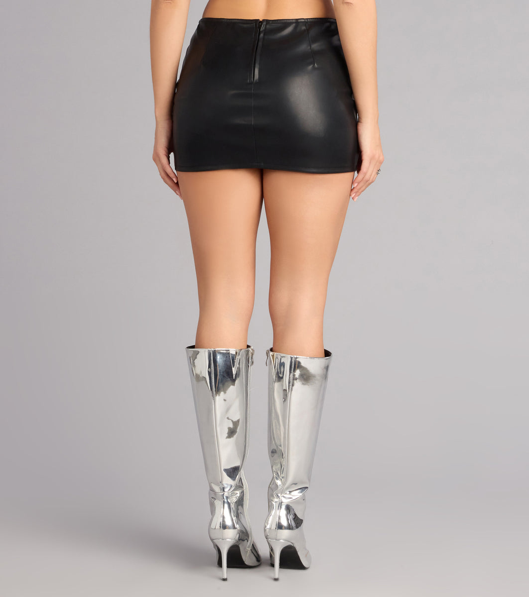 Confident Edge Belted Faux Leather Mini Skort & Windsor