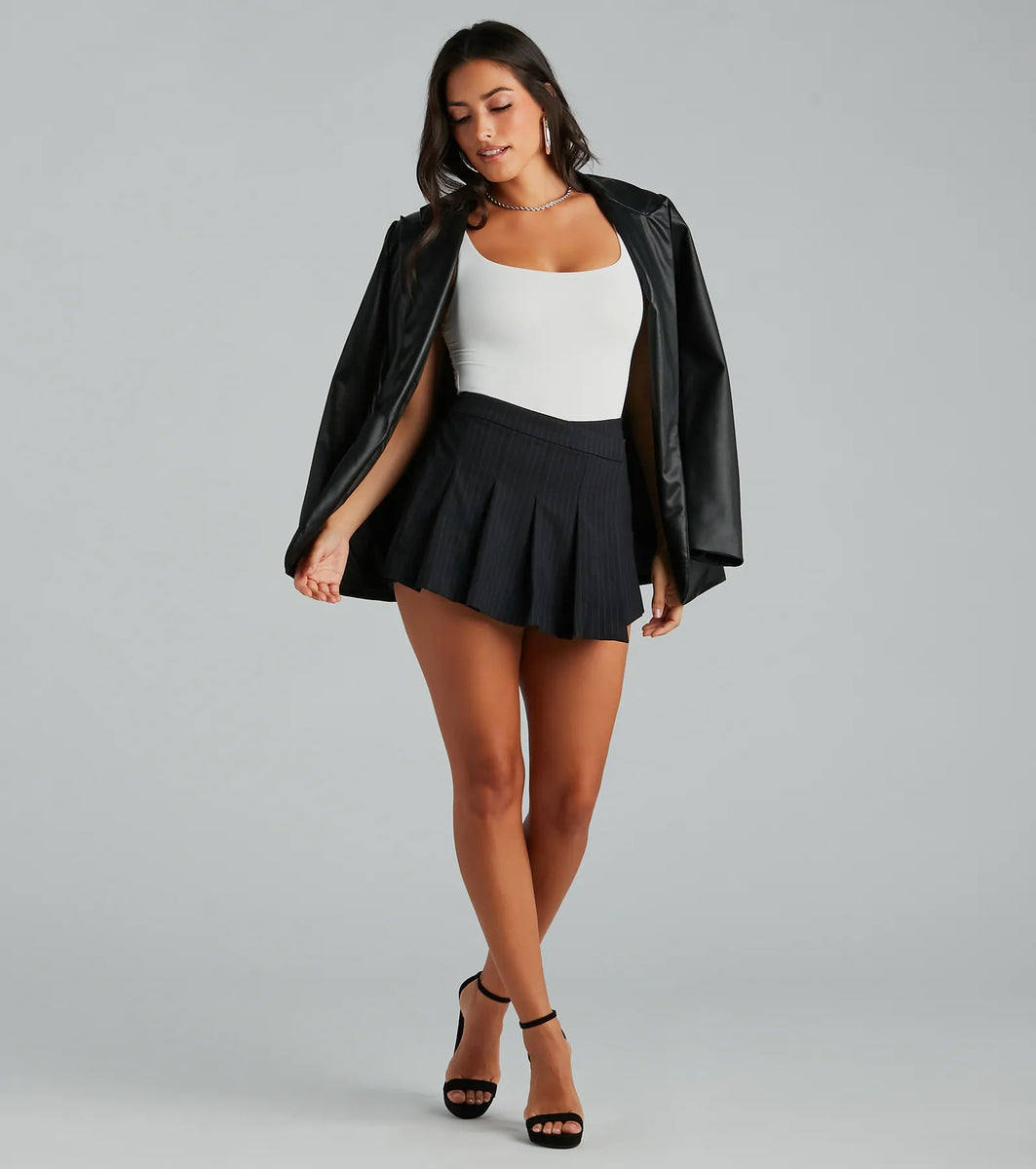 Preppy Princess Pinstripe Pleated Skort & Windsor