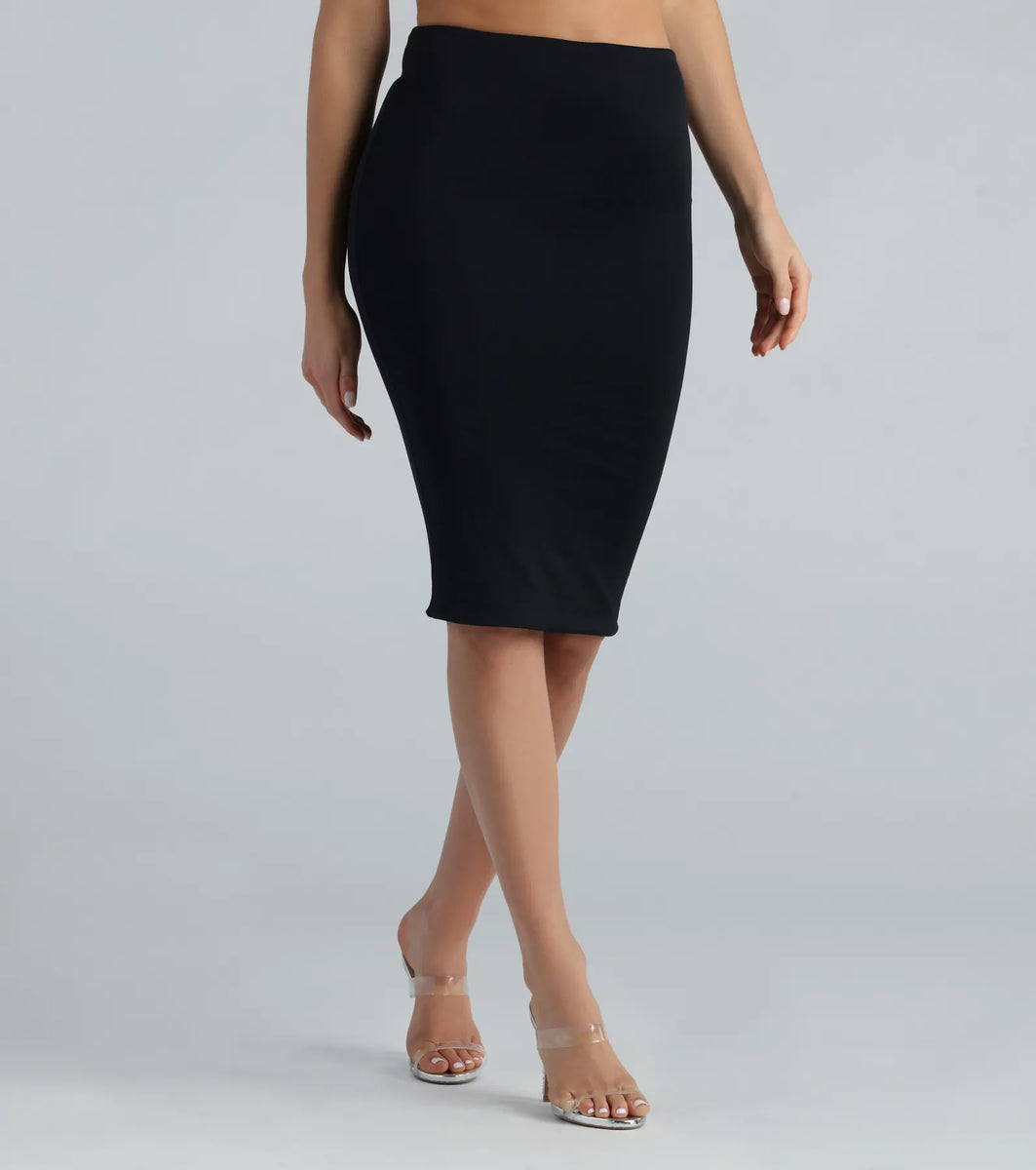 Seamless Smooth Knit High-Rise Pencil Skirt & Windsor