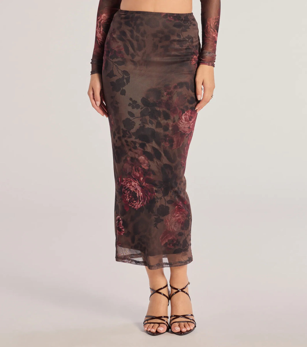 Wild Blossom Abstract Print Maxi Skirt & Windsor