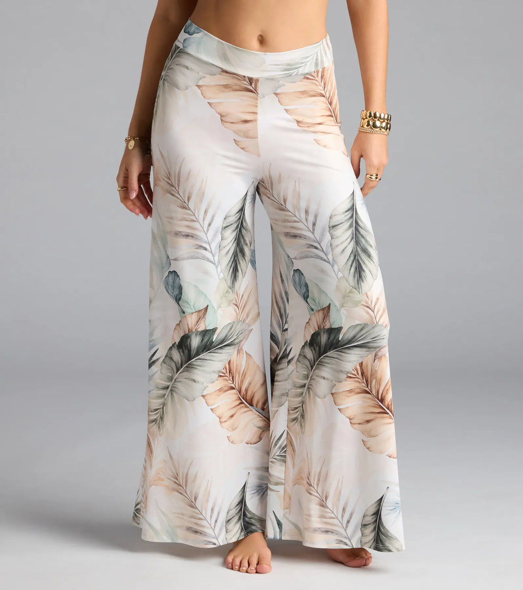 Mornings In Tulum Tropical Wide-Leg Pants & Windsor