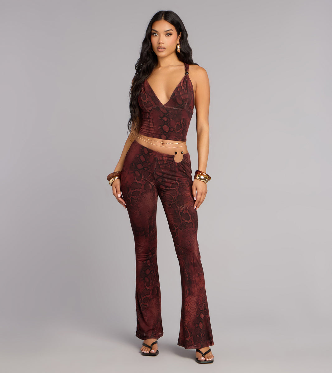 Sleek Moves Snake Print Flare Pants & Windsor