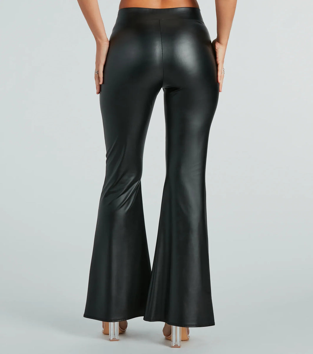 Sleek Flex Faux Leather Flare Pants & Windsor
