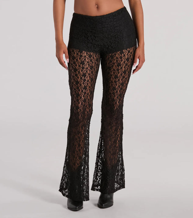 Sensational Trend High Rise Flare Lace Pants | Windsor Sensational Trend High Rise Flare Lace Pants | Windsor