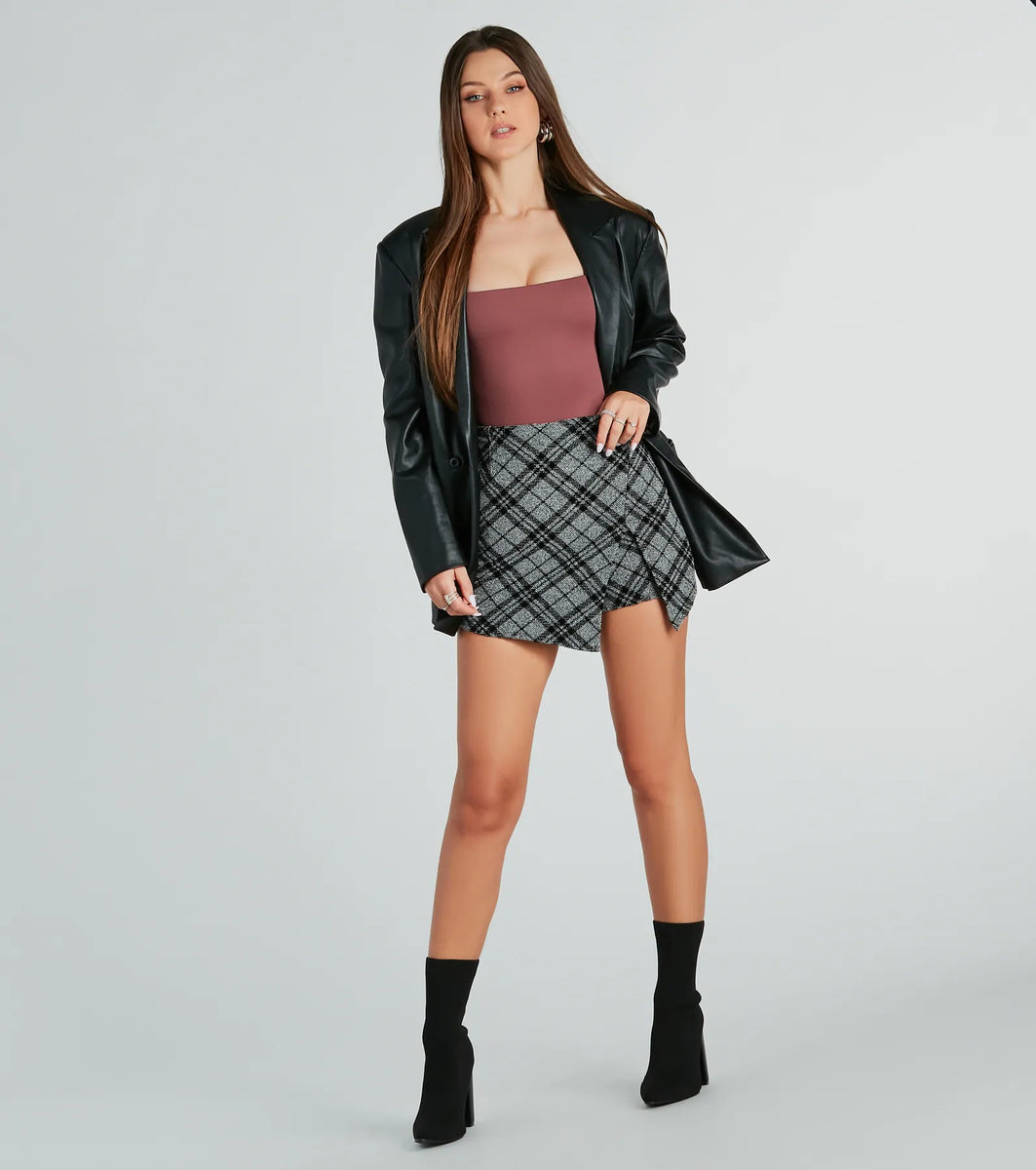 Preppy Plaid Babe High Rise Slit Skort & Windsor