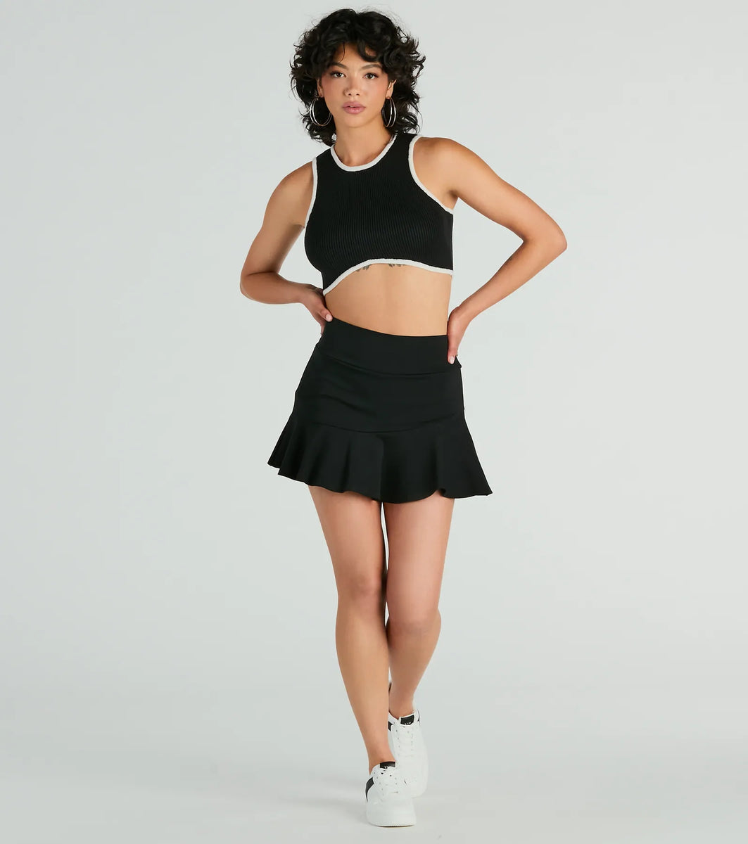 Sensational Sight High-Rise Ruffle Mini Skort & Windsor