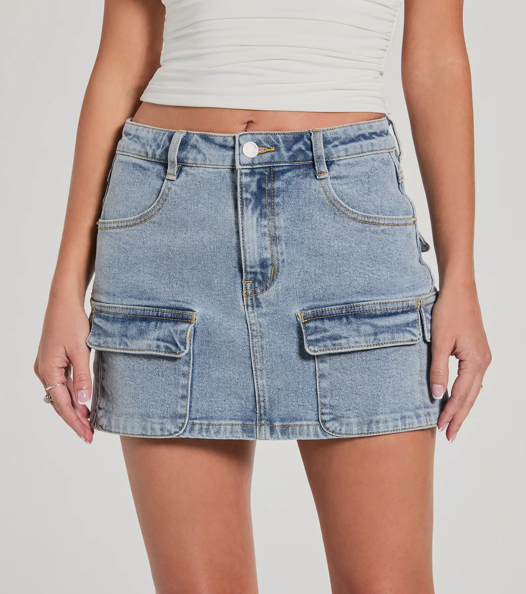 Cargo Darling High-Rise Denim Mini Skirt & Windsor