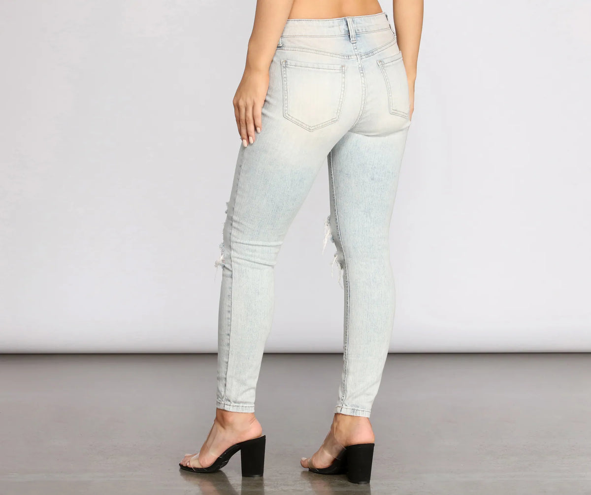 Josie Mid Rise Destructed Jeans & Windsor