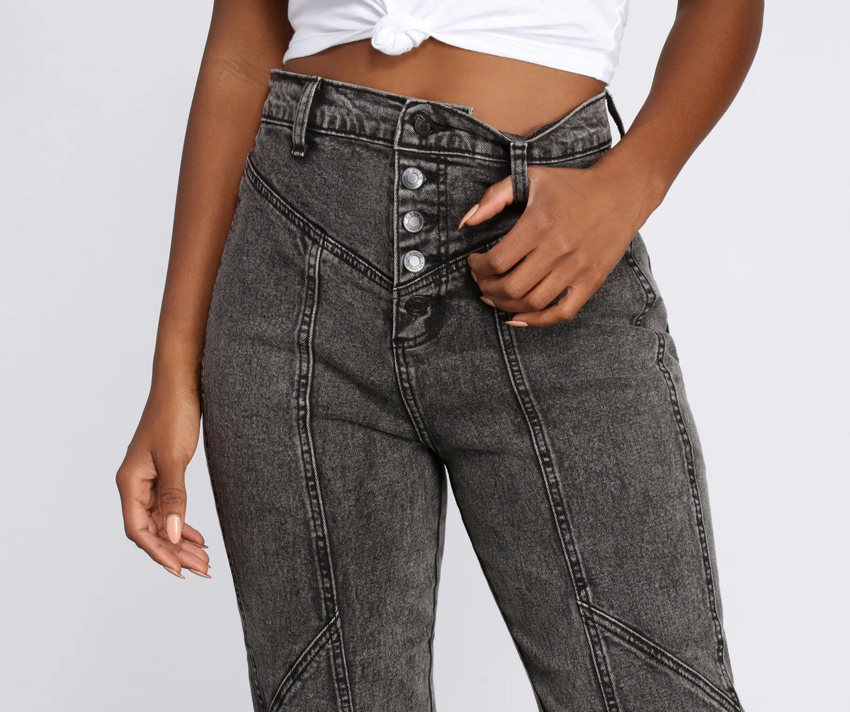 High Rise Button Front Mom Jeans & Windsor